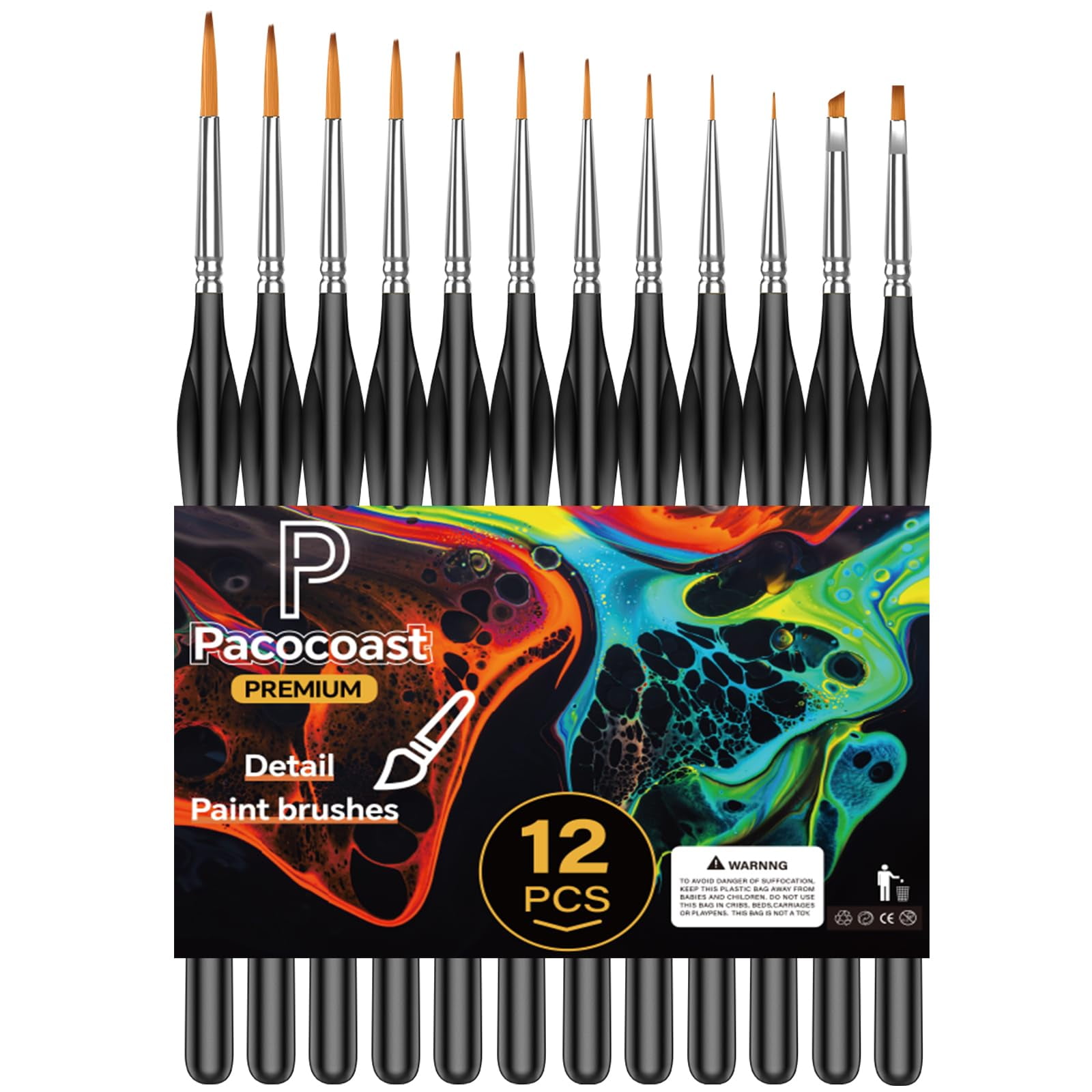 12PC Miniature Brushes, Pacocoast Detail Paint Brushes Set for Fine Detailing & Art Painting ...