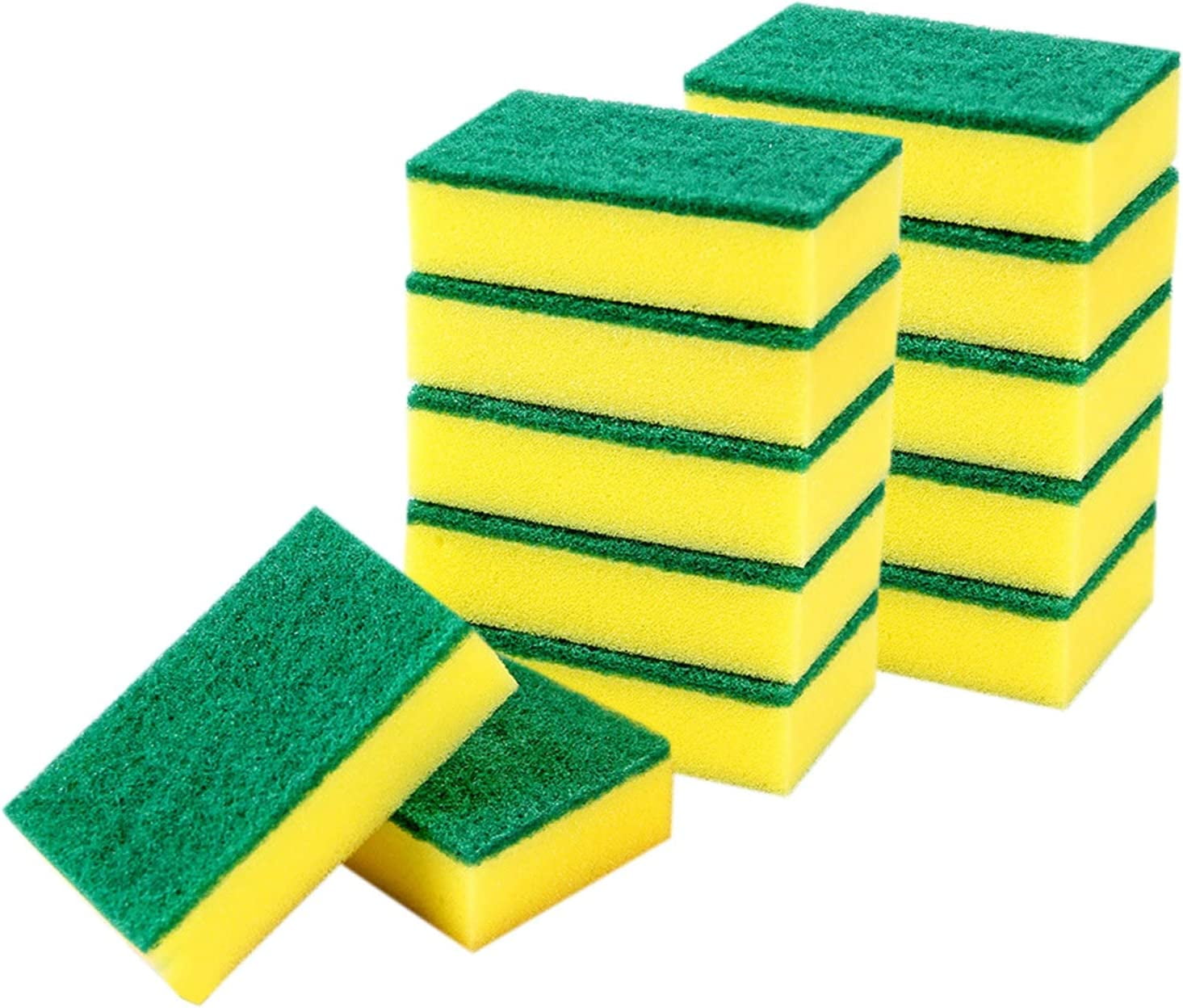 12PC Rectangle Scrub Sponges NonScratch Kitchen Sponges Heavy Duty ...