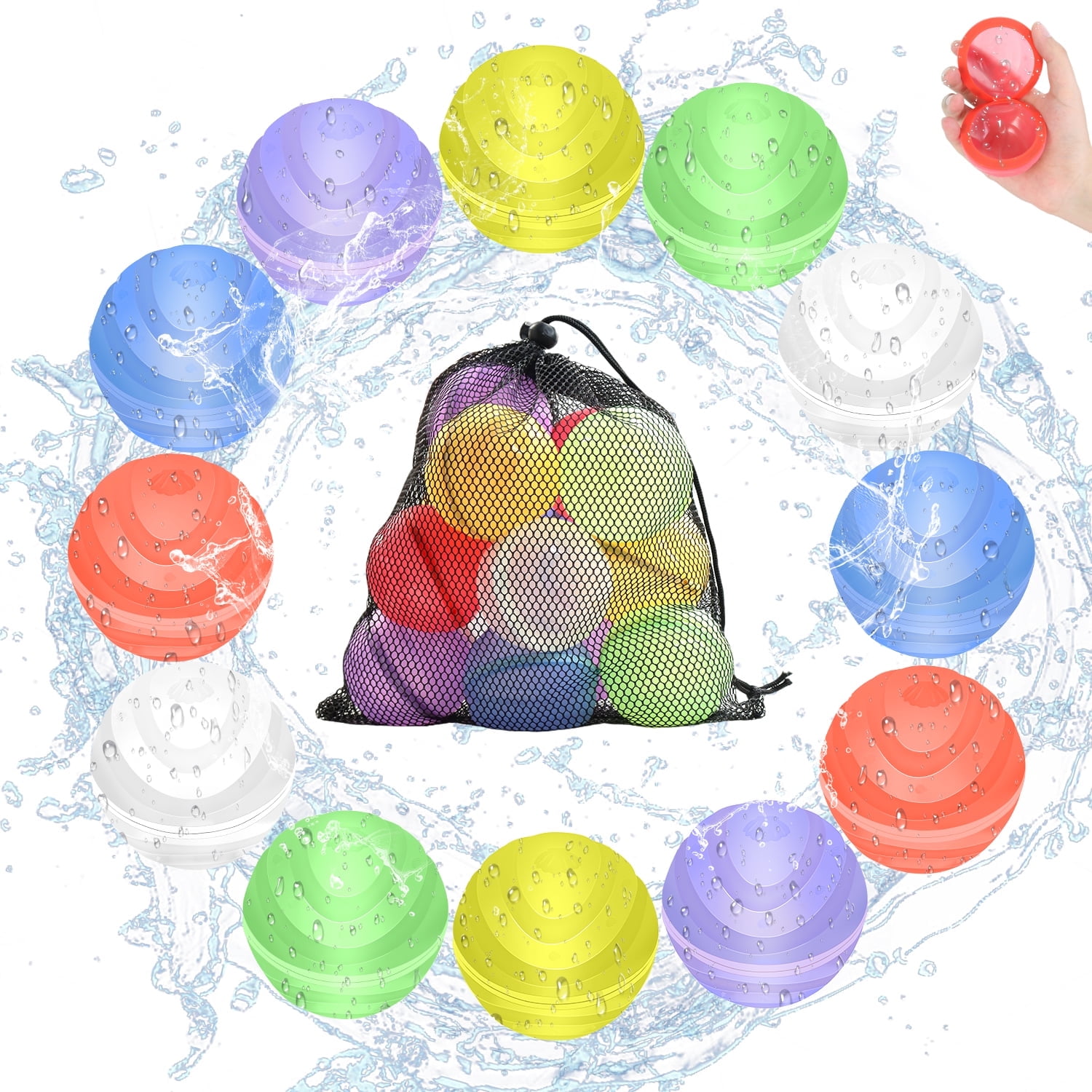 Lidlife 12PC Water Balloons, Rubber Water Balloons Magnetic Self ...
