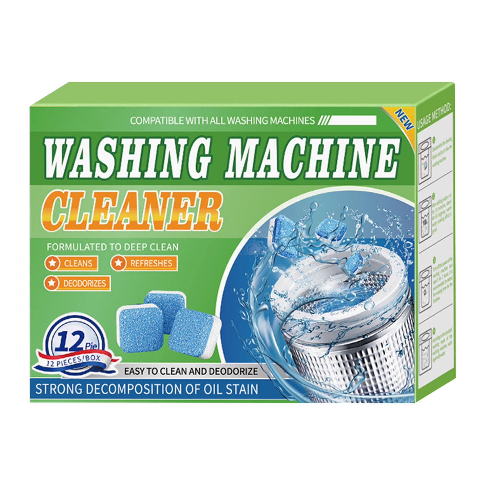 12Pc Washing Drum Stain-Removing Effervescent Cleaner Tablets - Walmart.com