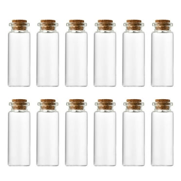 10pcs Small Glass Bottles with Clear Cork Stopper Jars Tiny Wedding ...