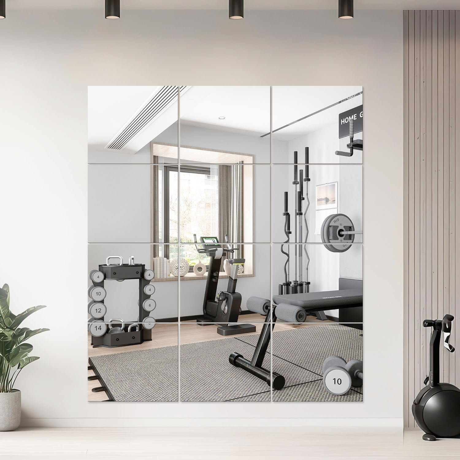 12PCS 14"x12" Home Gym Mirror, Wall Mirrors Decorative Shatterproof ...