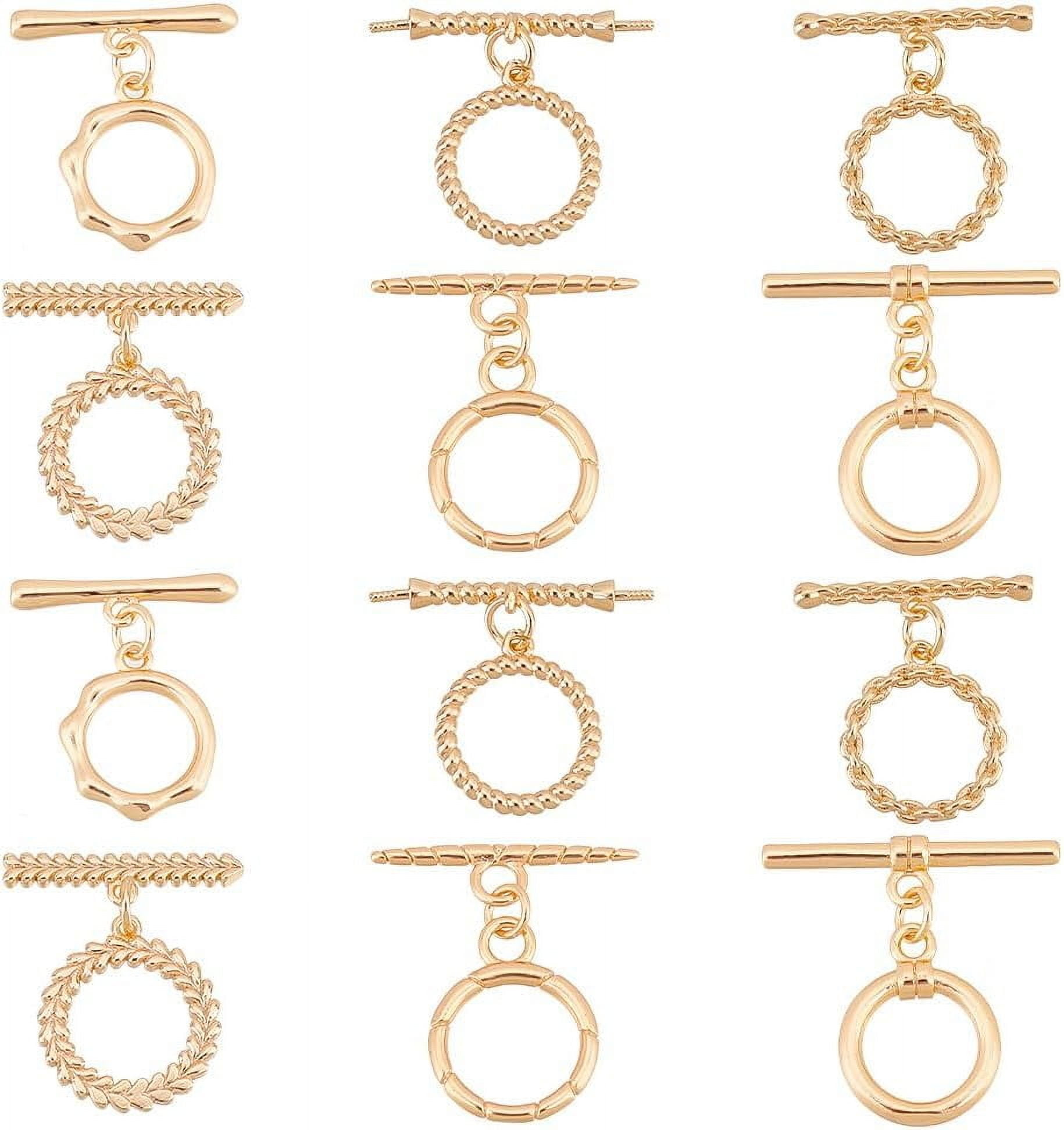 12PCS 18k Gold Plated Toggle Clasps 6 Styles T-Bar Closure Clasps Ring Jewelry Clasps OT End ...