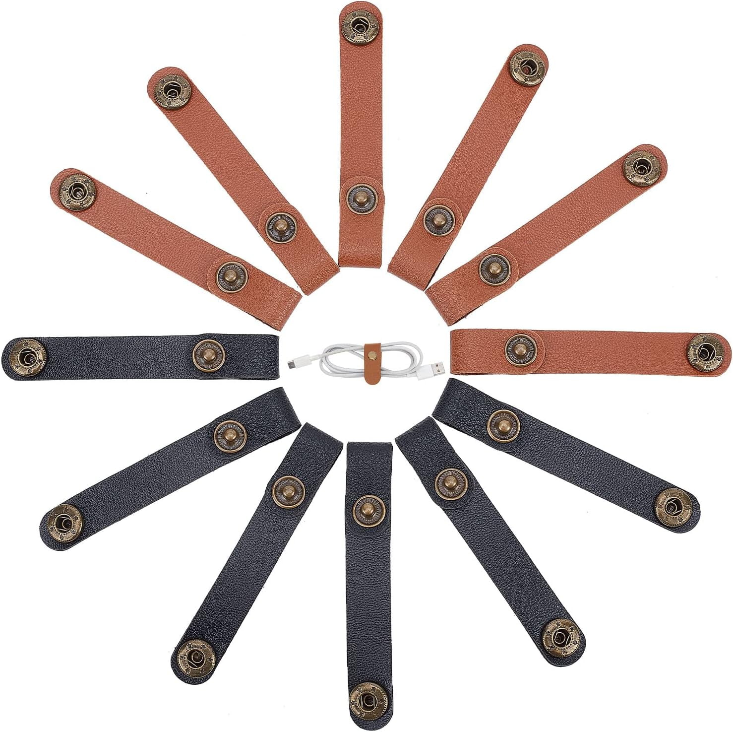 12PCS 2 Colors Leather Cord Organizer Leather Cable Clips USB Holder ...