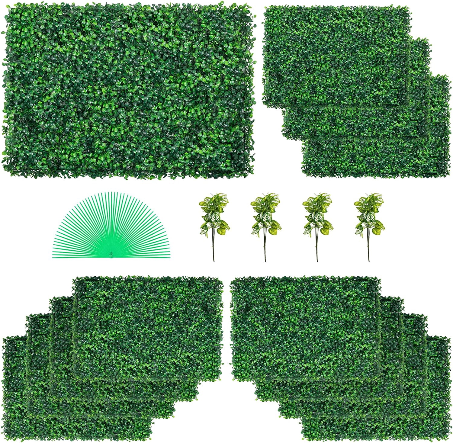 12PCS 24"x16" Grass Wall Panels for 32 SQ Feet, Boxwood Hedge Wall ...