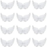 12PCS 3" 3D Mini White Feather Plastic Angel Wings Small Christmas Tree ...
