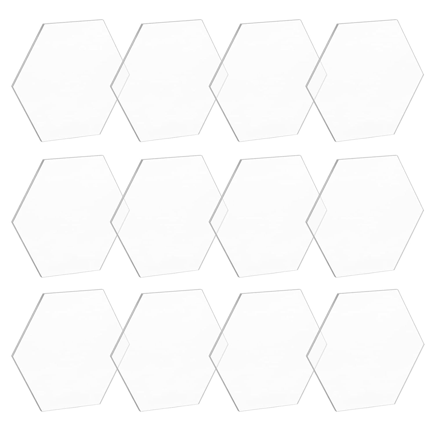 12PCS 3.4x3.9 Inch Clear Acrylic Sheet 3mm Thick Hexagon Cast Sheet for ...