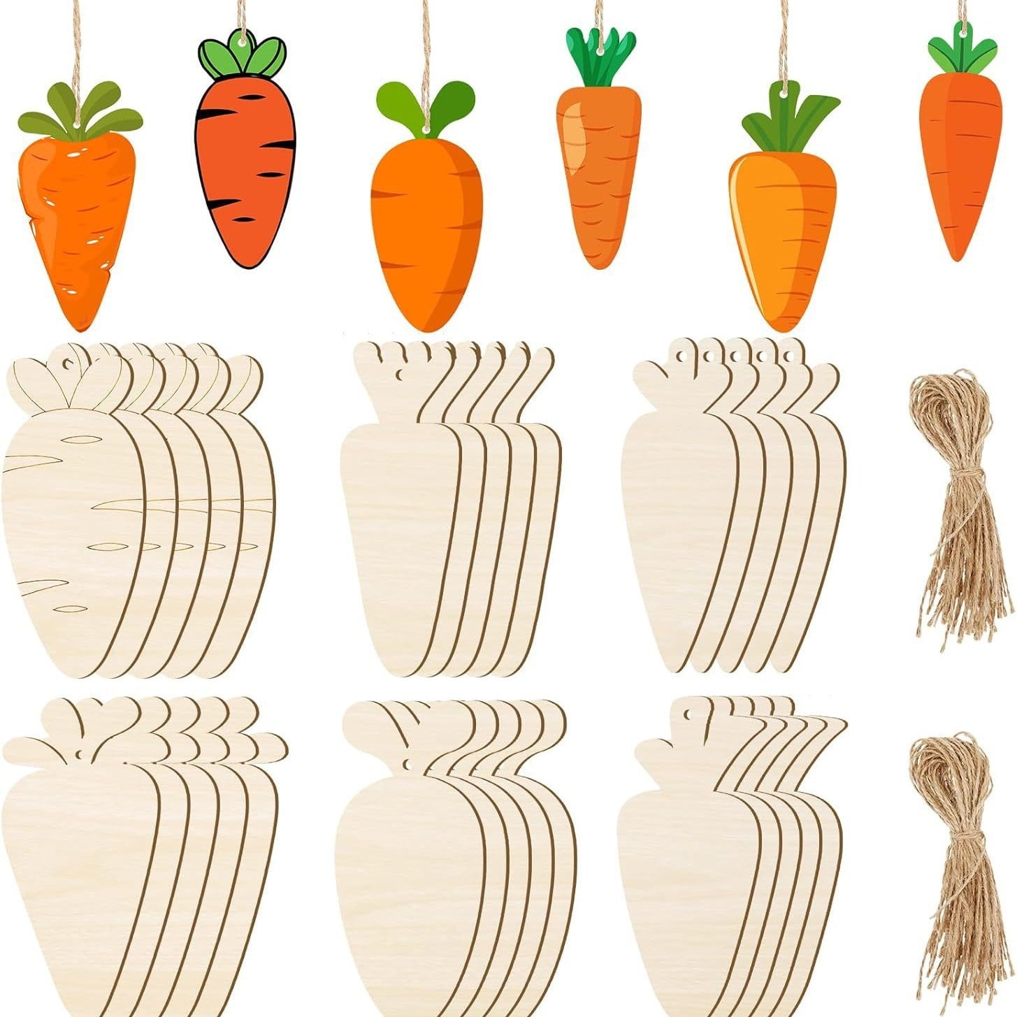 12PCS 3.9in Wooden Carrot Cutouts for Easter Decorations DIY Wood Craft ...
