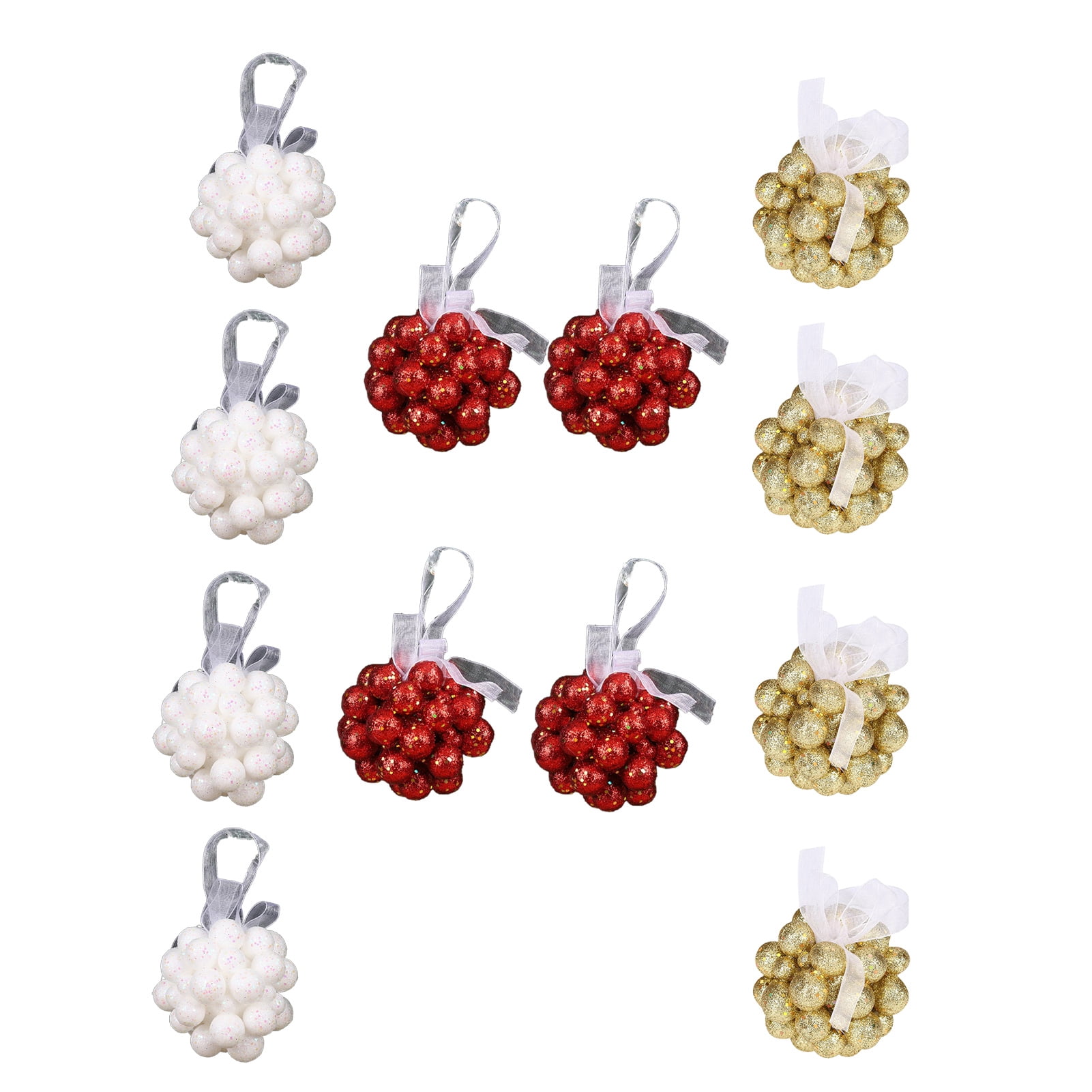 12PCS 3-Color Foam Christmas Ball Ornaments - Red, Gold & White Glitter ...