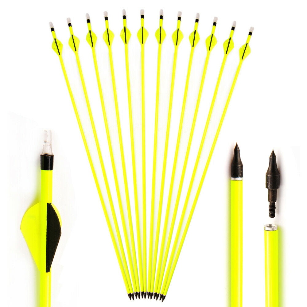 12PCS 30" Yellow Carbon Arrows Archery Arrow Fletching for Compound ...