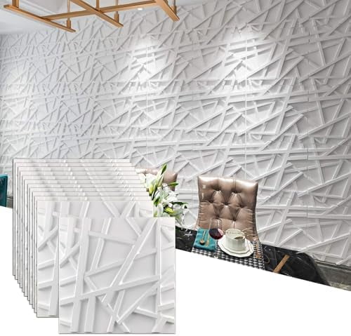 12PCS 3D Wall Panel for Interior Wall Décor, Matt White PVC Decorative ...