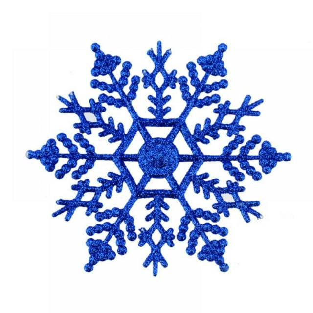 12PCS 4-Inch Royal Blue Snowflake Christmas Ornaments Holiday Festival ...
