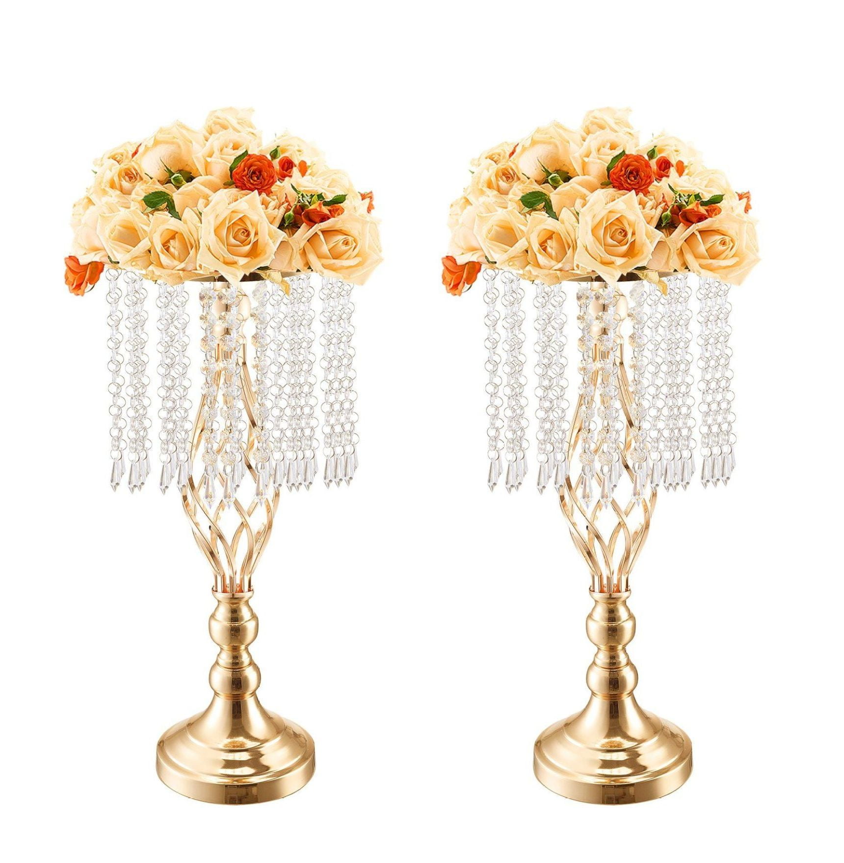 12PCS 49cm/19.3' Tall Crystal Wedding Flower Stand Vase for Party Decor ...