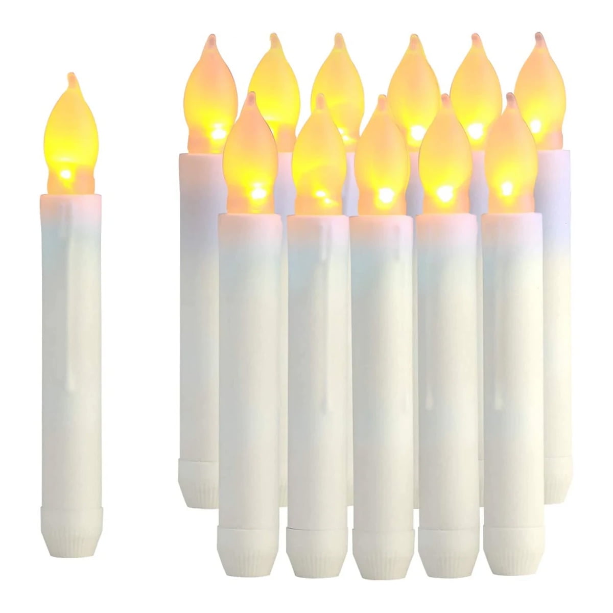 12PCS 6.5 Inches Flameless LED Fake Taper Candles Lights, Battery ...