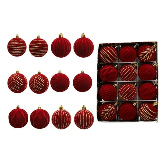 12PCS 6CM Elegant Flocking Christmas Ball Ornaments for Tree ...