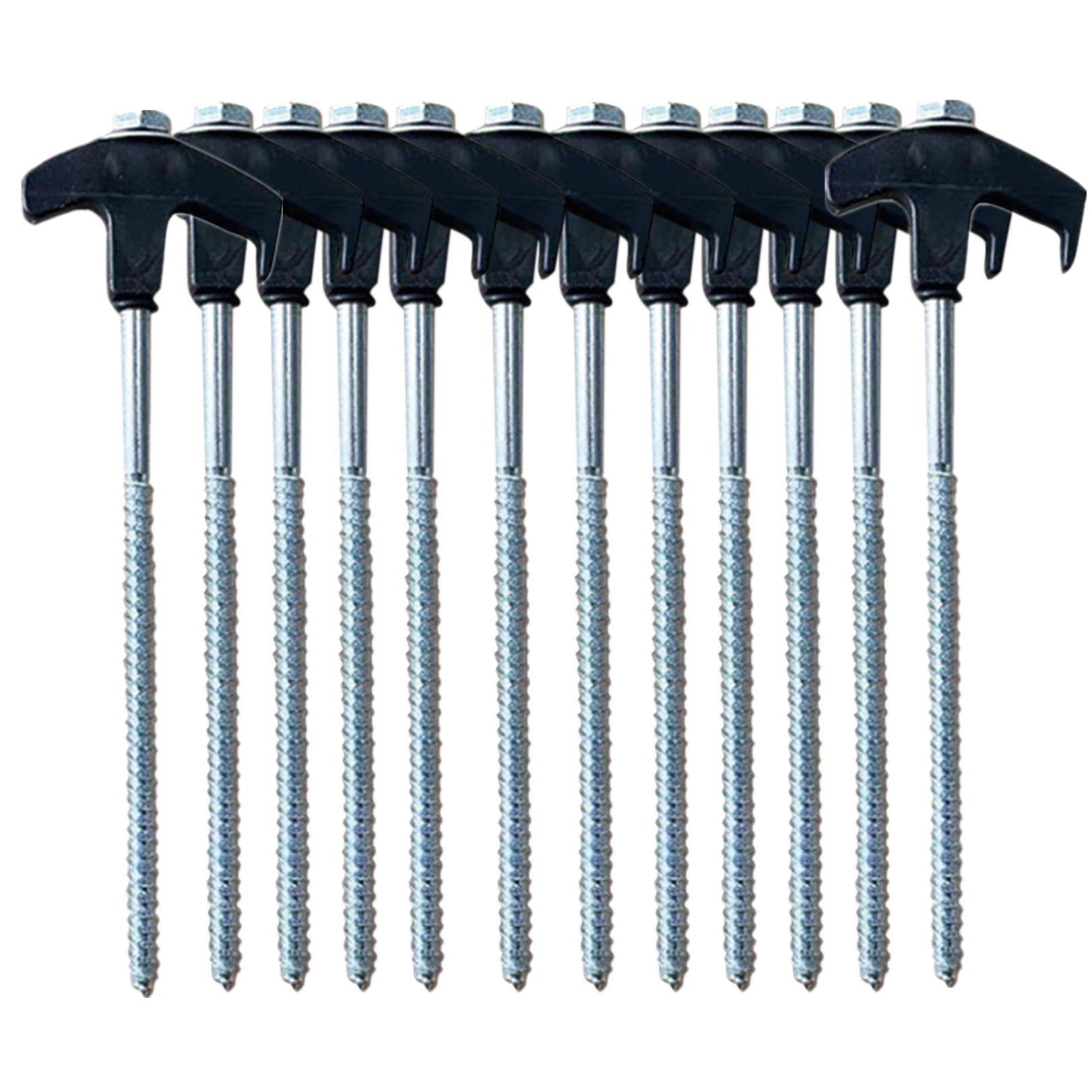 12PCS 8 Inch Tent Stakes Heavy Duty, Metal Tent Pegs, Screw in Tent ...
