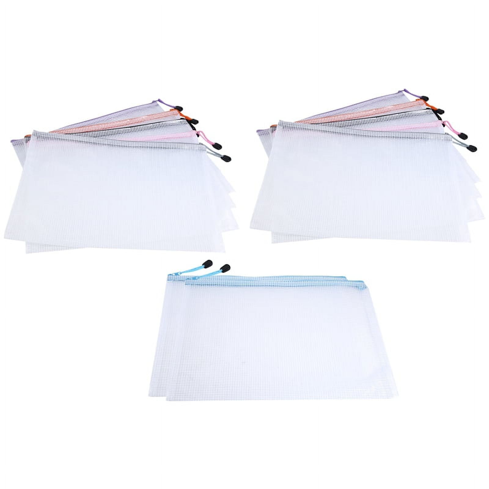 12PCS A4 Plastic Zip Wallets A4 Zip Lock Bags Document Folders Mesh ...