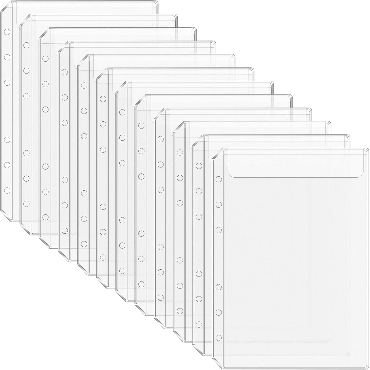 12PCS A5 Binder Pockets No Zipper 6-Hole Budt Cash Envelopes for Small ...