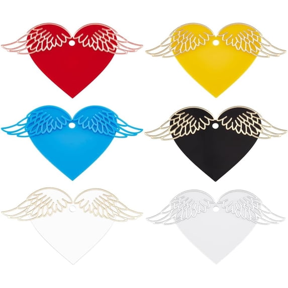 12PCS Angel Wings & Heart Acrylic Cutouts Sublimation Ornament Blanks ...