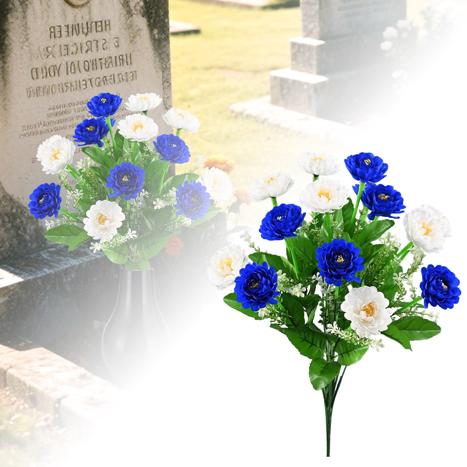 12PCS Artificial Cemetery Flowers - Durable Silk Floral Arrangements ...