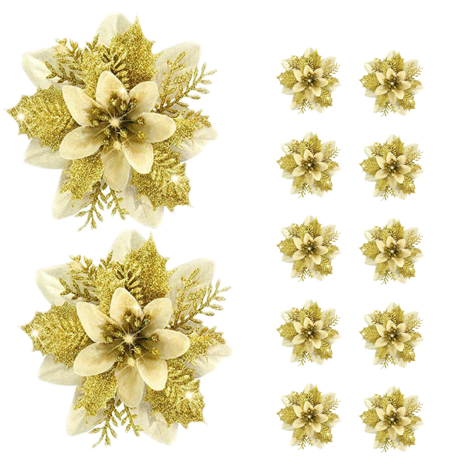 12PCS Artificial Christmas Ribbon Clips and Glitter for Christmas ...