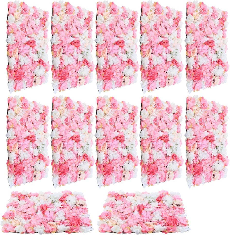12PCS Artificial Flower Wall Panels, Silk Rose Flower Panels for Indoor ...