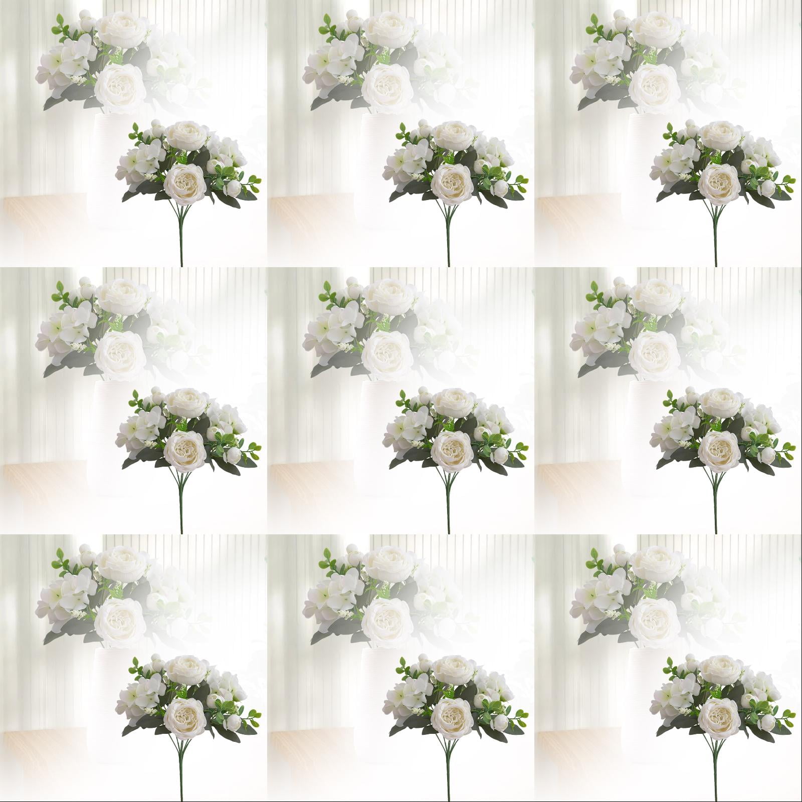 12PCS Artificial Roses Bouquet - Real Touch Silk Flowers with Long ...