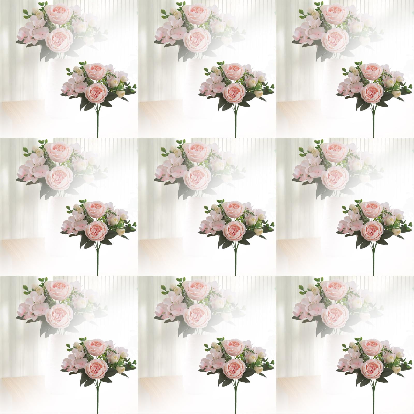 12PCS Artificial Roses Bouquet - Real Touch Silk Flowers with Long ...