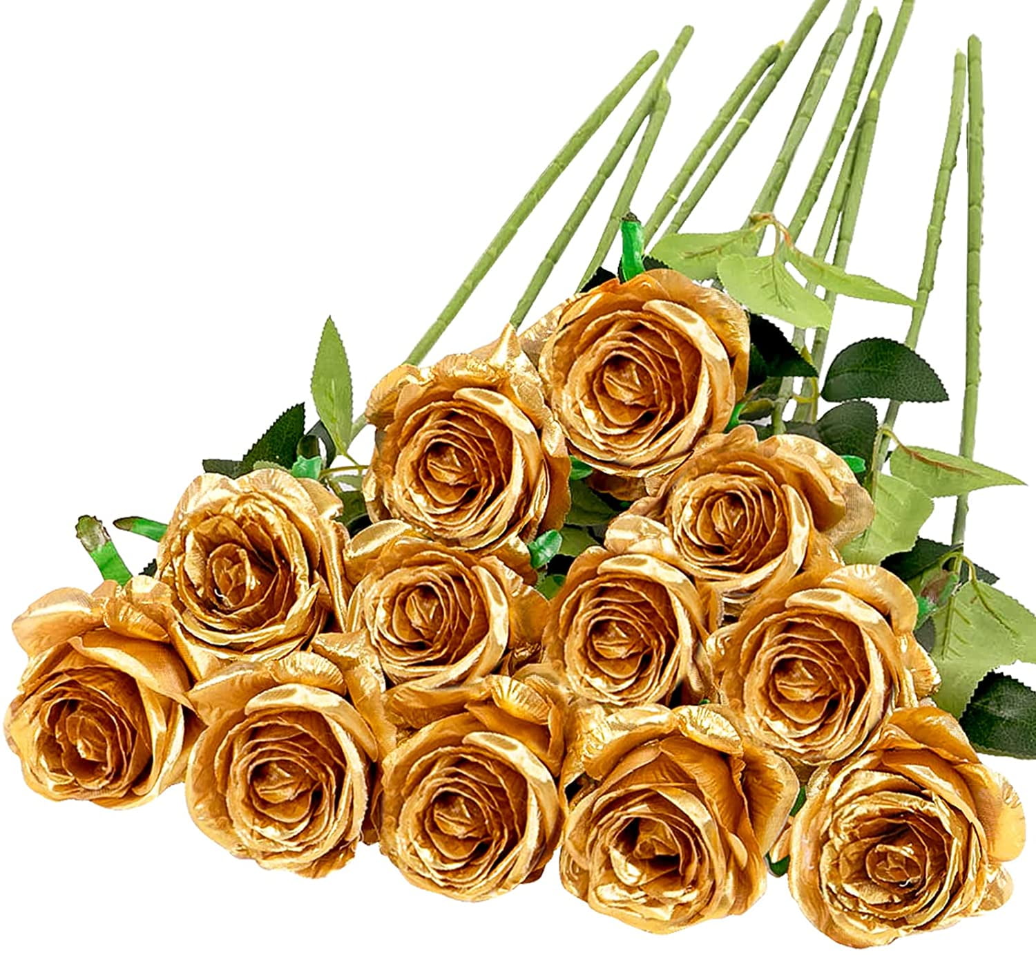 12PCS Artificial Silk Flowers Realistic Roses Bouquet Long Stem for ...