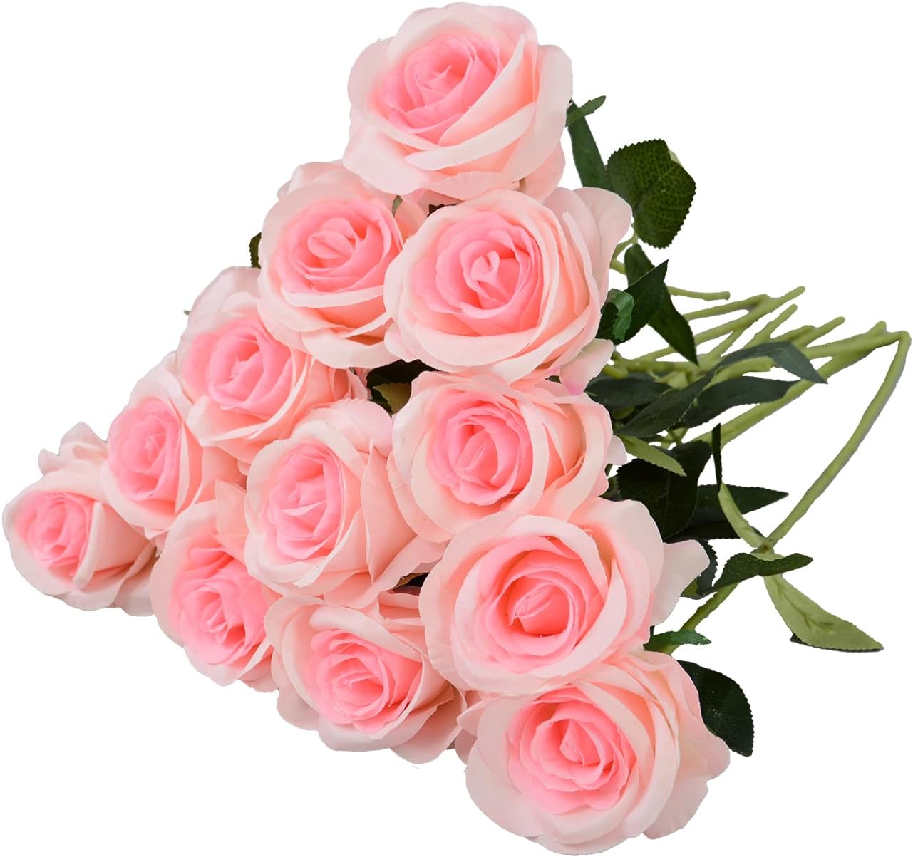 12PCS Artificial Silk Rose Flower with Long Stem for Home Decor ...