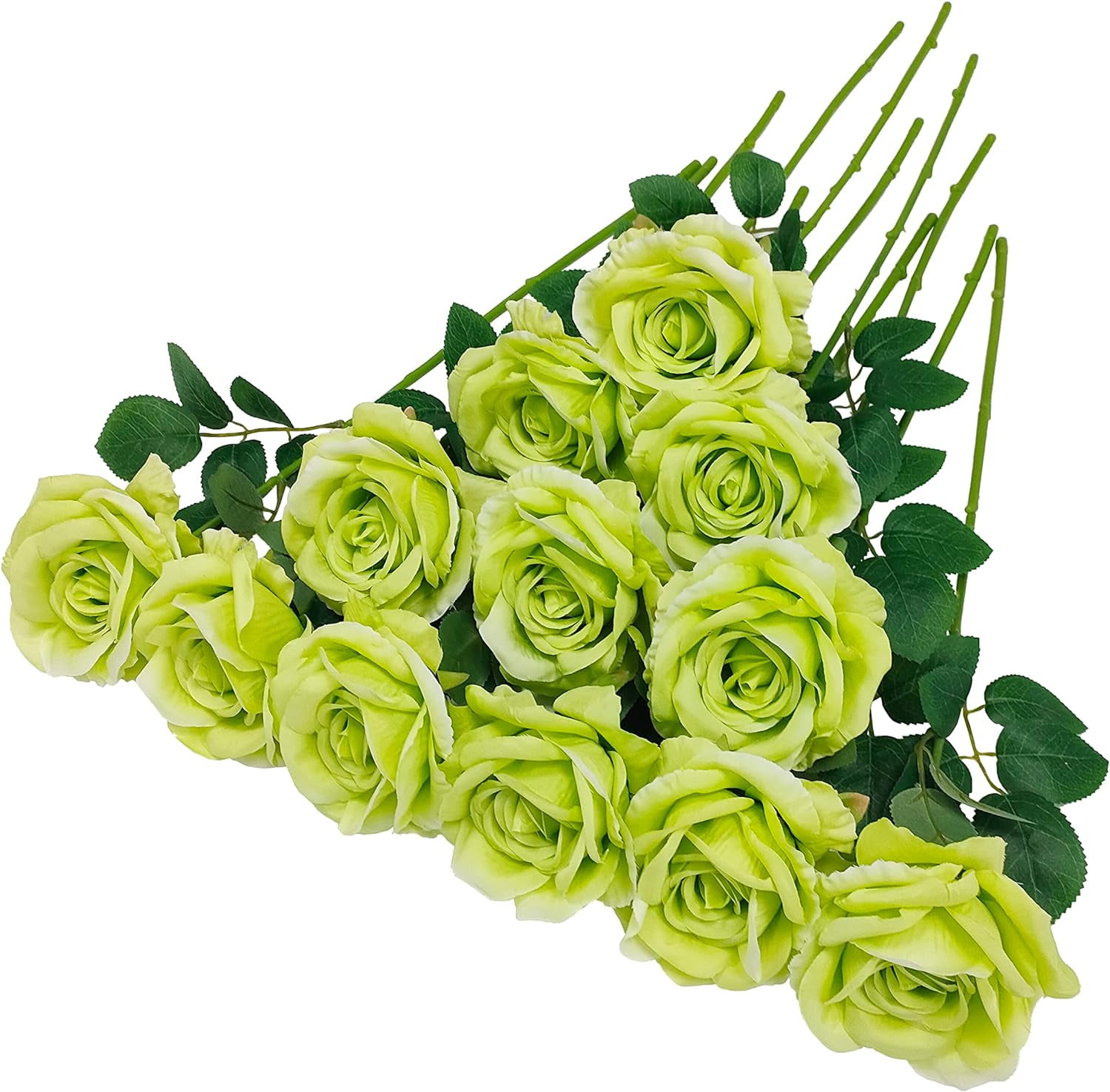 12PCS Artificial Silk Rose Flower with Long Stem for Home Decor ...