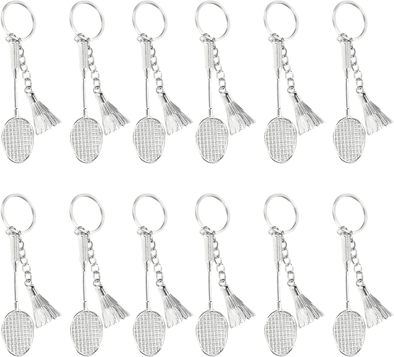 12PCS Badminton Keychain, Mini Metal Sports Keychain Cute Badminton ...