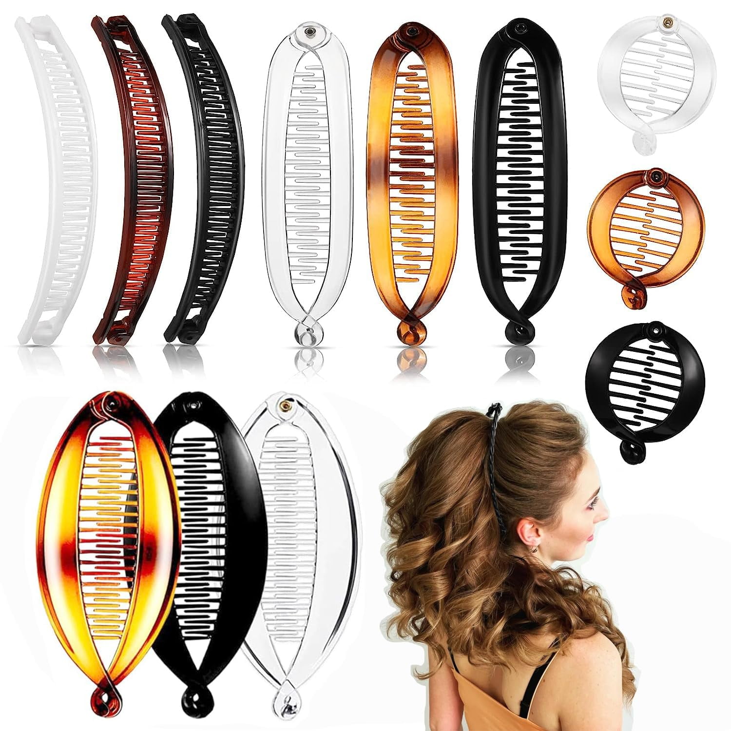 12PCS Banana Clips Hair, Banana Clip Clincher Combs for Thick Thin Hair ...