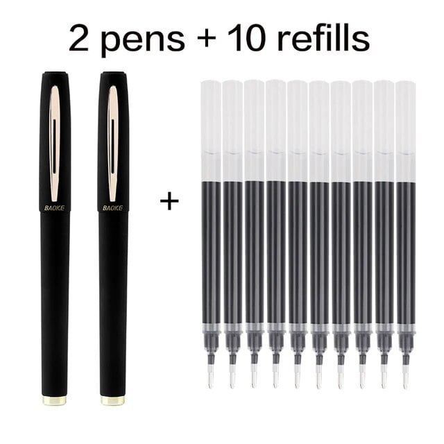 12PCS Baoke Large Capacity Ink Gel Pens & Water-Based Refill 0.5/0.7/1 ...