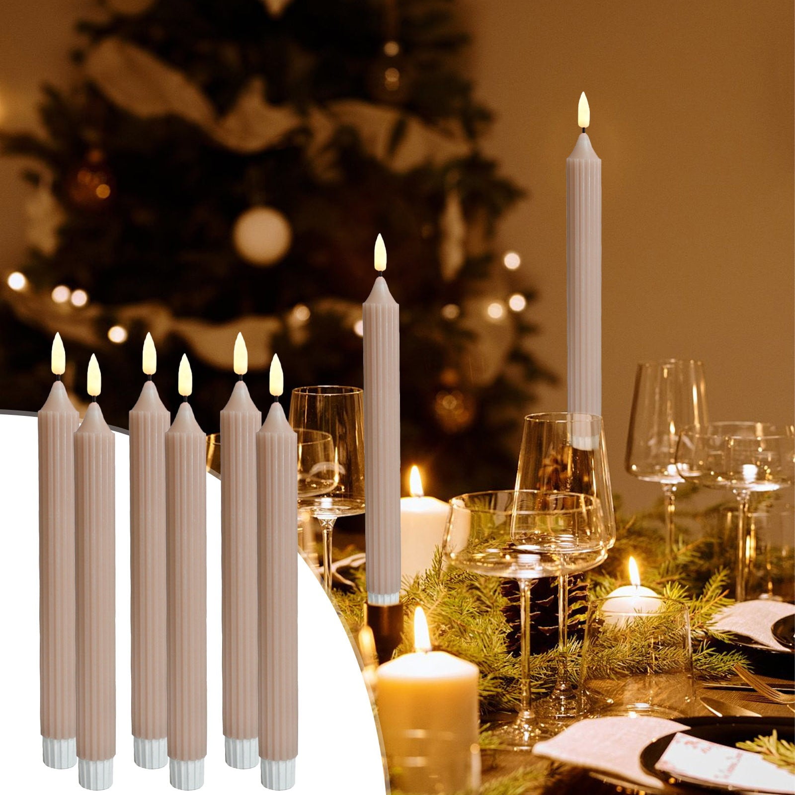 12PCS Battery Operated Flameless LED Taper Candles, Fake Candles, LED ...