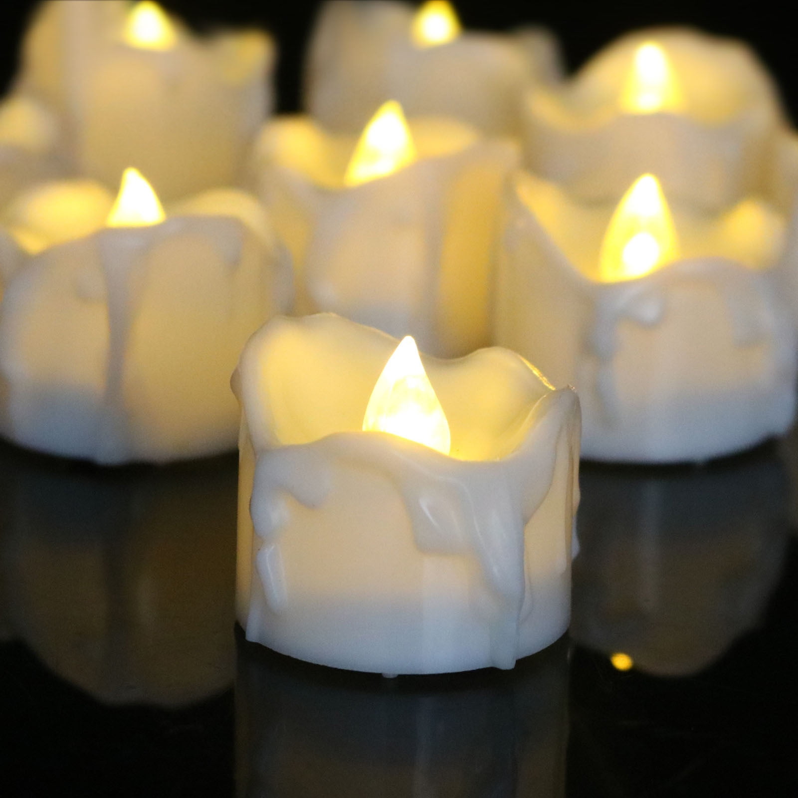 12PCS Battery Operated Tea Lights Votive Candles with Timer 6hrs On 18 ...