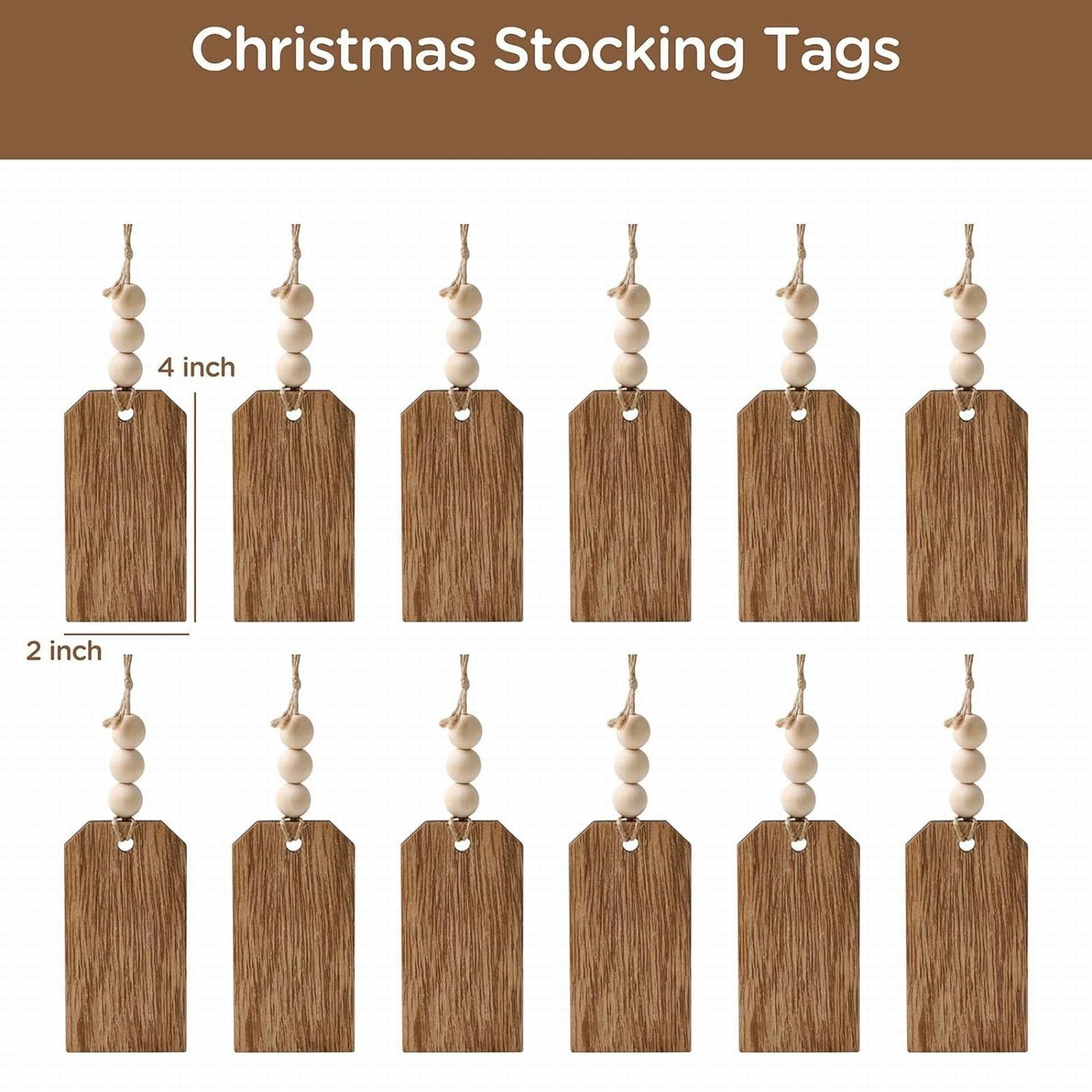 12PCS Beaded Wooden Christmas Stocking Name Tag, Personalized Baltic ...