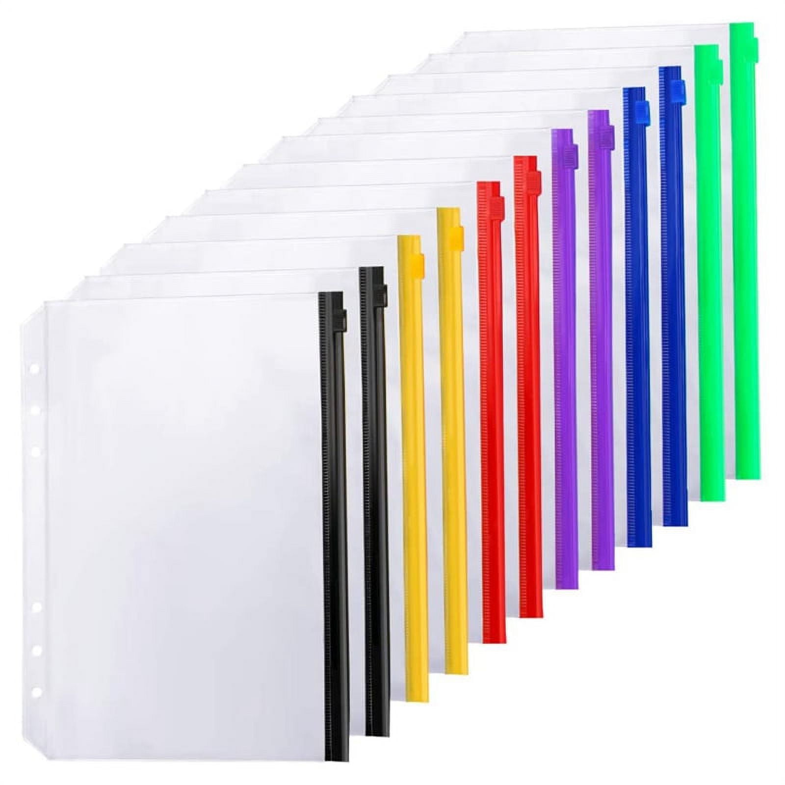 12PCS Binder Pockets A5 Size 6 Holes Zipper Binder Pouch Folders for 6 ...