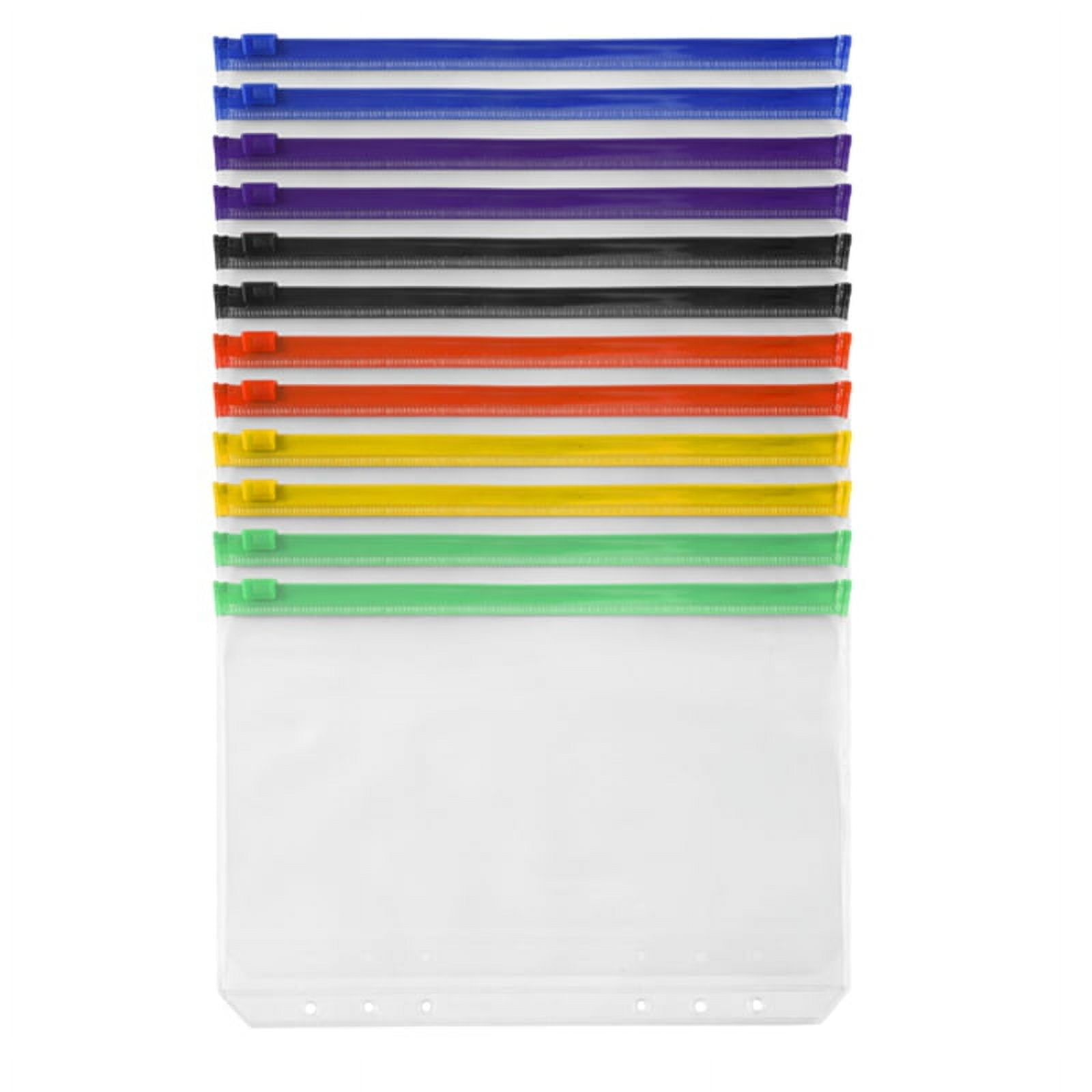 12PCS Binder Pockets A5 Size 6 Holes Zipper Binder Pouch Folders for 6 ...
