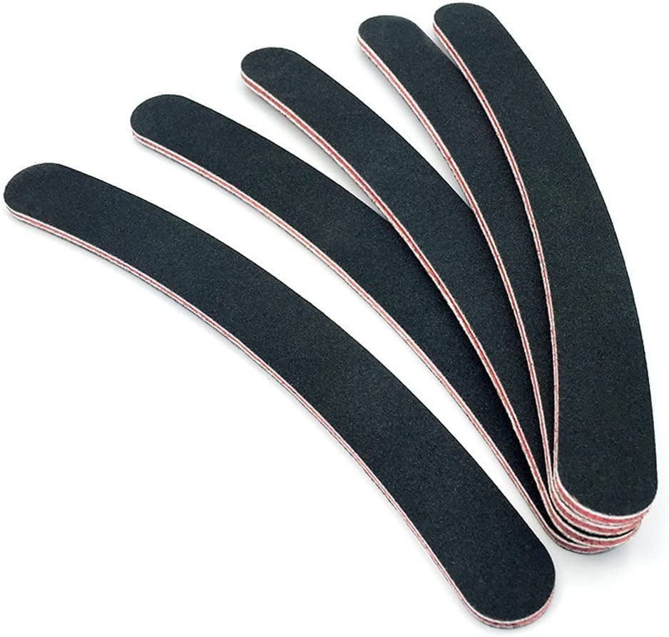 12PCS Black Curved Nail Files Emery Boards EVA Double-Sided Polished ...