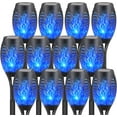 12PCS Blue Solar Tiki Torches, LED Pathway Lights, Waterproof Lawn ...