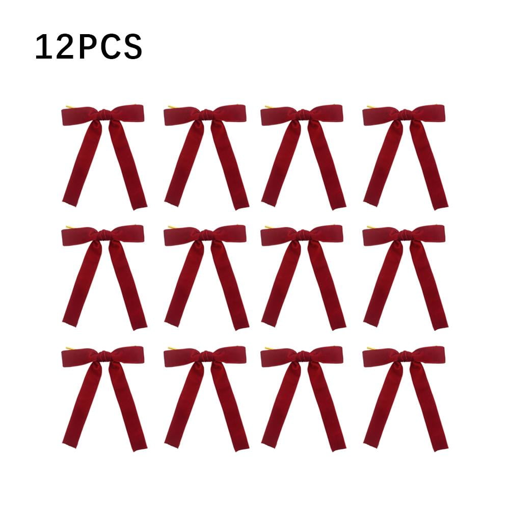 12PCS Burgundy Velvet Christmas Bows with Wire Edge for Wreath Tree ...