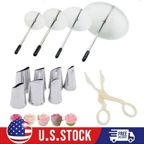 5 Pcs Rose Petal Metal Cream Tips Cake Decorating Tools Steel Icing ...