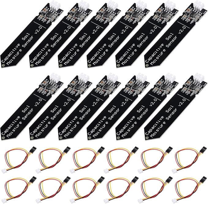 12PCS Capacitive Soil Moisture Sensor Module for Arduino 3.3-5.5V 3-Pin ...