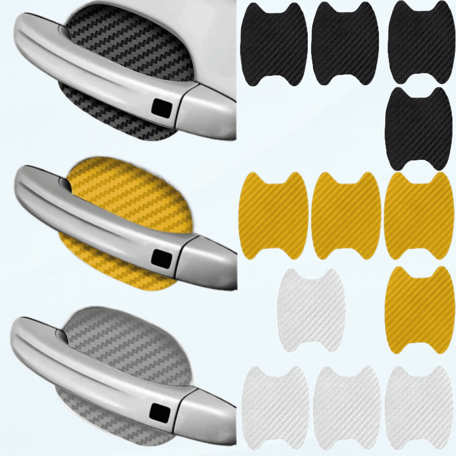 12PCS Car Door Handle Protector Sticker, Universal Carbon Fiber Anti ...