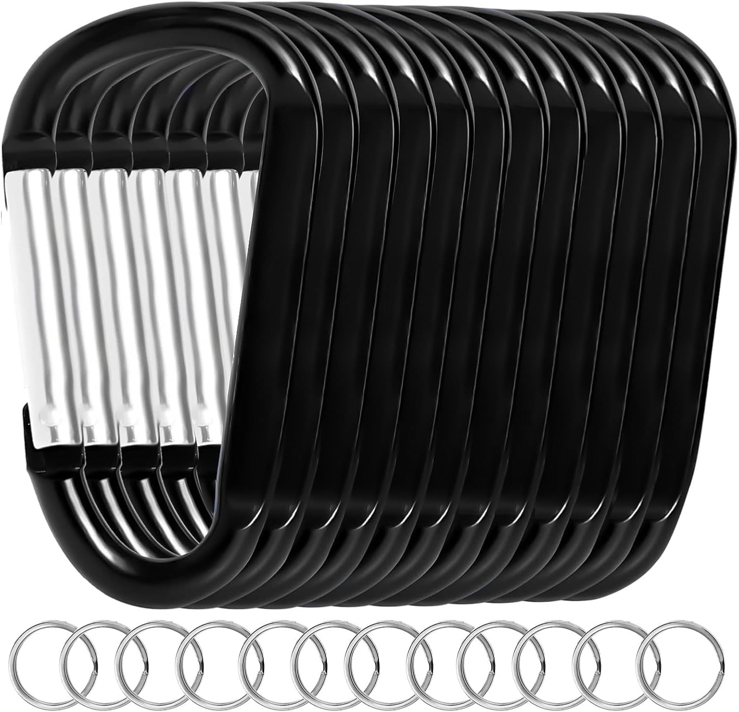 12PCS Carabiner Keychain Clip - 3" Aluminum Caribeener Key Clip,D Ring ...