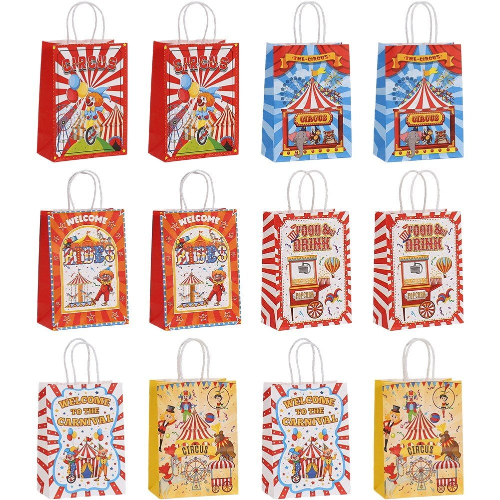 12PCS Cartoon Circus Theme Kraft Paper Gift Packaging Bag Children For ...
