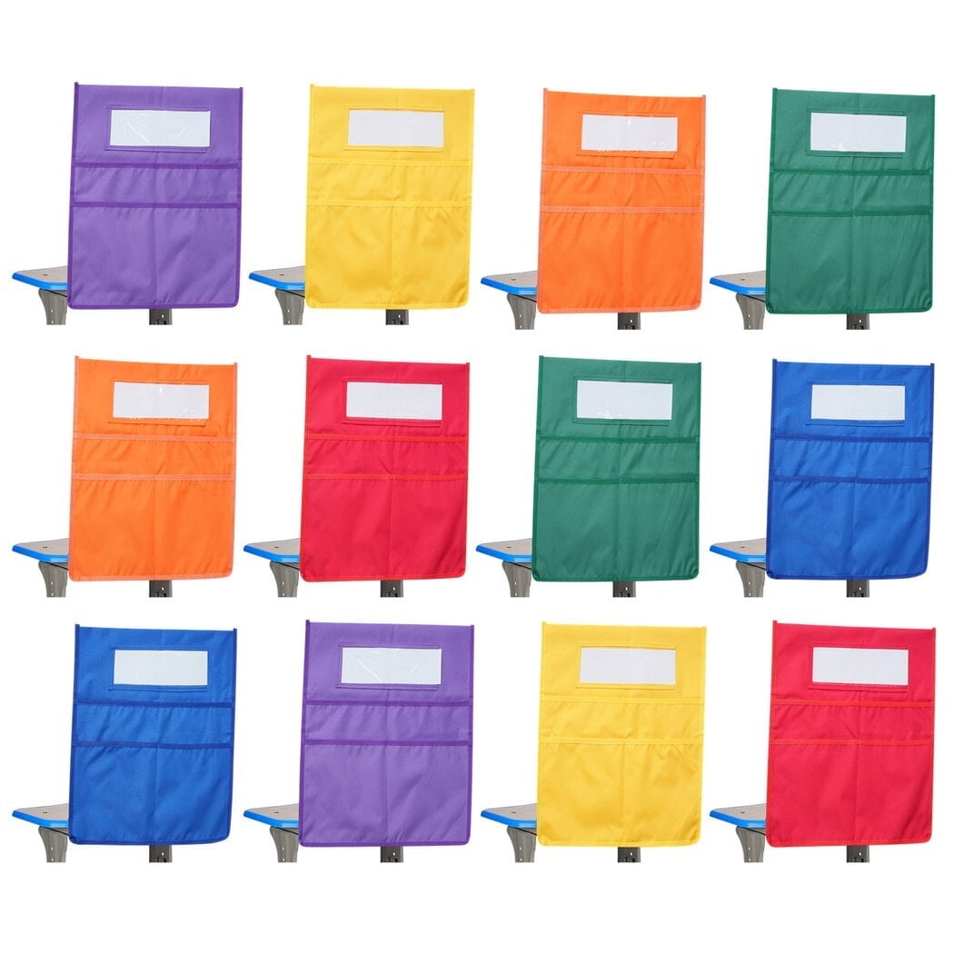 "12PCS Teacher Chair Pockets, Student Seat Organizer with Name Tag, 19 ...
