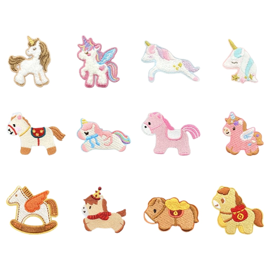 12PCS Chinese Zodiacs Horse Embroidery Iron On Patches For Phone Case ...