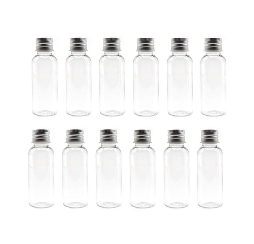 12PCS Clear Empty Plastic Sample Bottle Pot Vial With Aluminum Cap ...